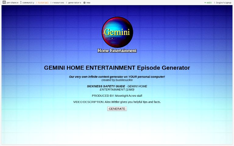 GEMINI HOME ENTERTAINMENT Episode Generator