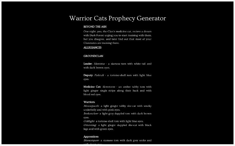 Warrior Cats Prophecy Generator