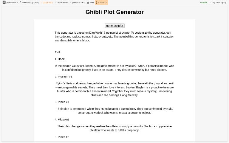 Ghibli Plot Generator
