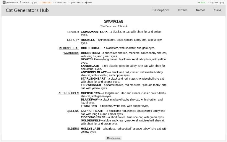 Warrior Cat Clan Generator