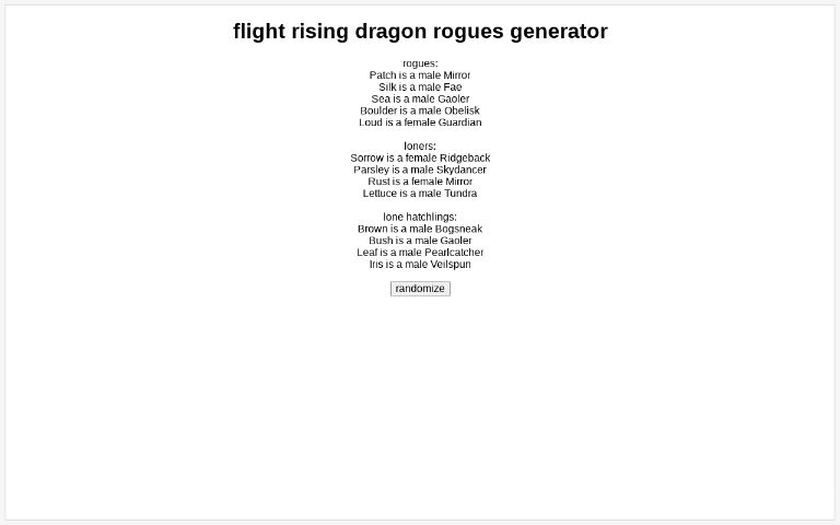 flight rising dragon rogues generator