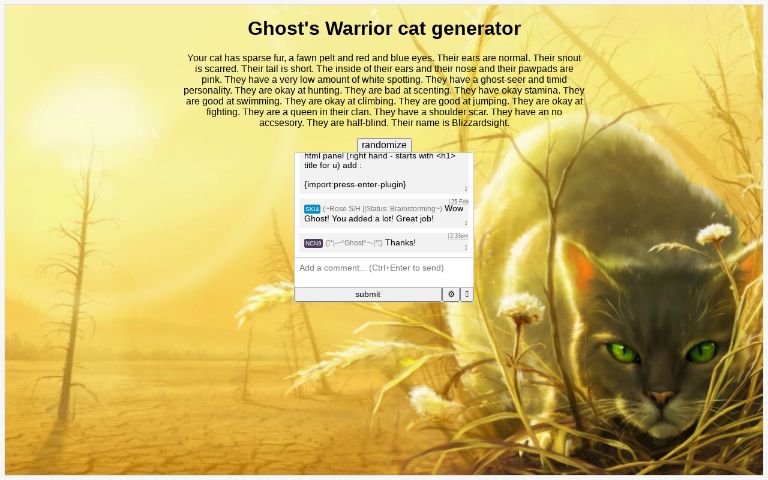 Ghost's Warrior cat generator
