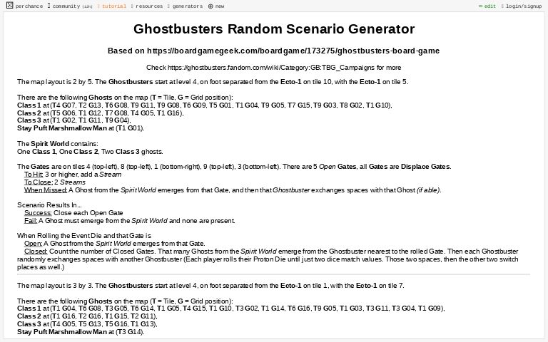 Ghostbusters Random Scenario Generator