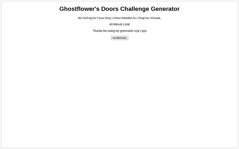 Ghostflower's Doors Challenge Generator