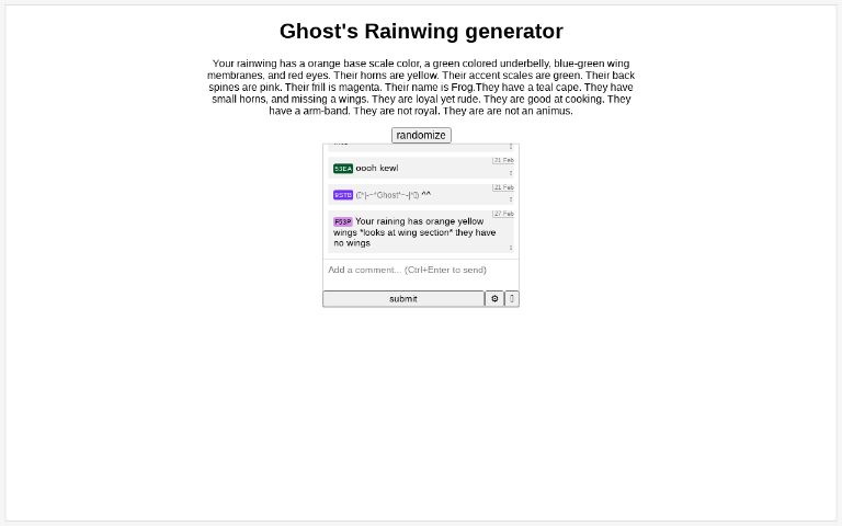 Ghost's Rainwing generator