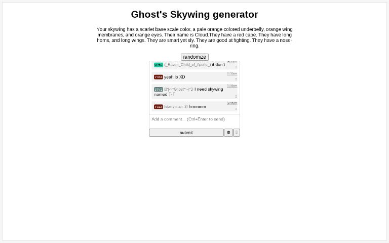 Ghost's Skywing generator