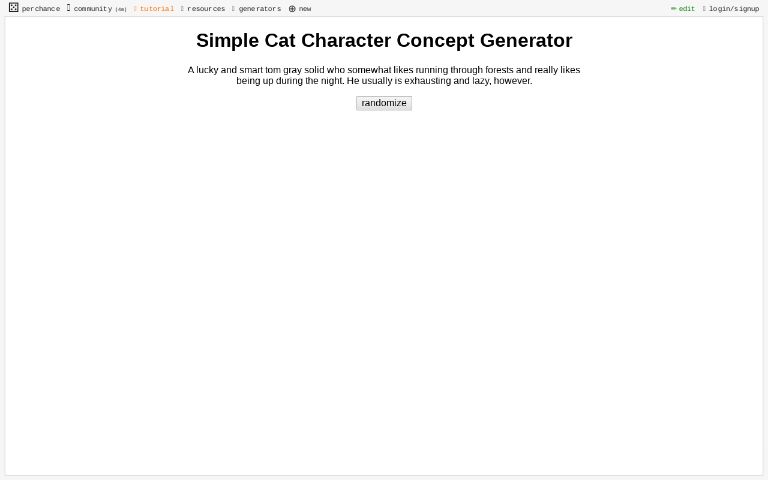 Simple Cat Character Concept Generator