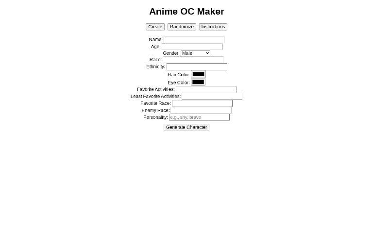 Anime OC Maker ― Perchance Generator