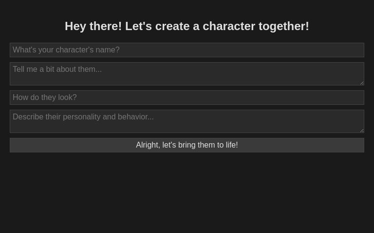 Hey there! Let's create a character together! ― Perchance Generator