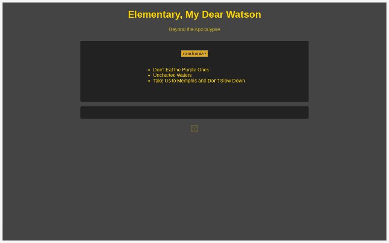 Elementary, My Dear Watson ― Perchance Generator