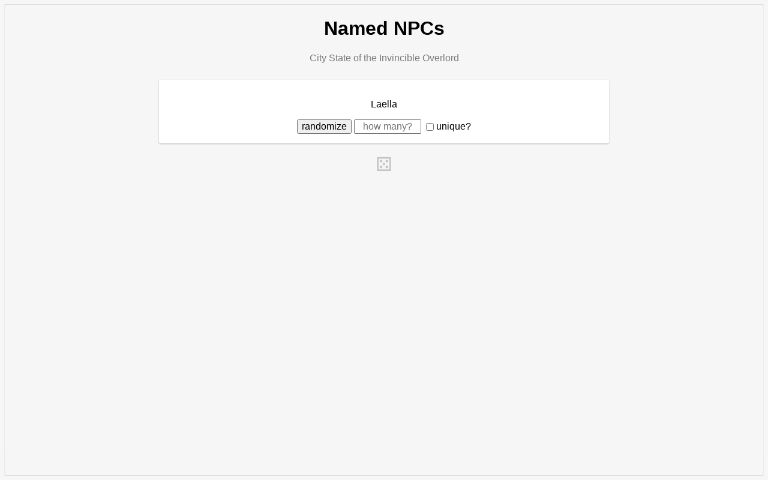 Named NPCs ― Perchance Generator