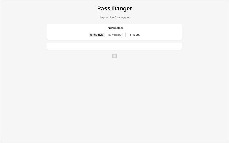 Pass Danger ― Perchance Generator