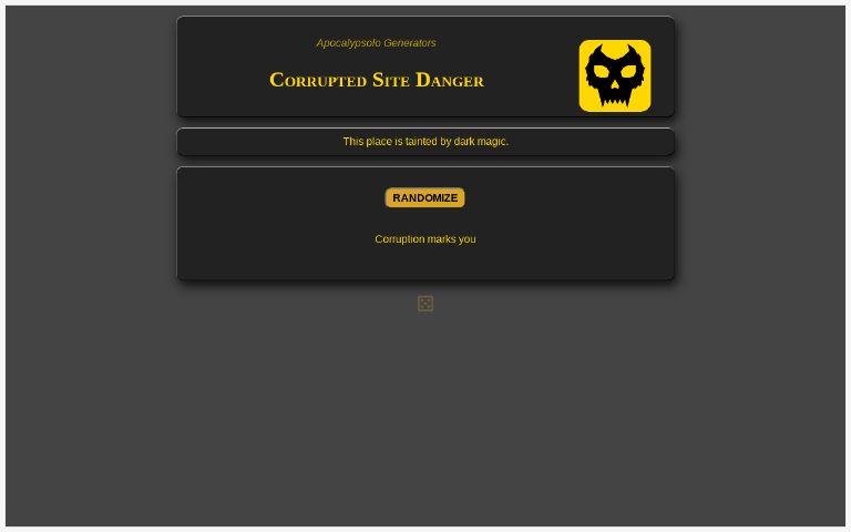 Corrupted Site Danger ― Perchance Generator