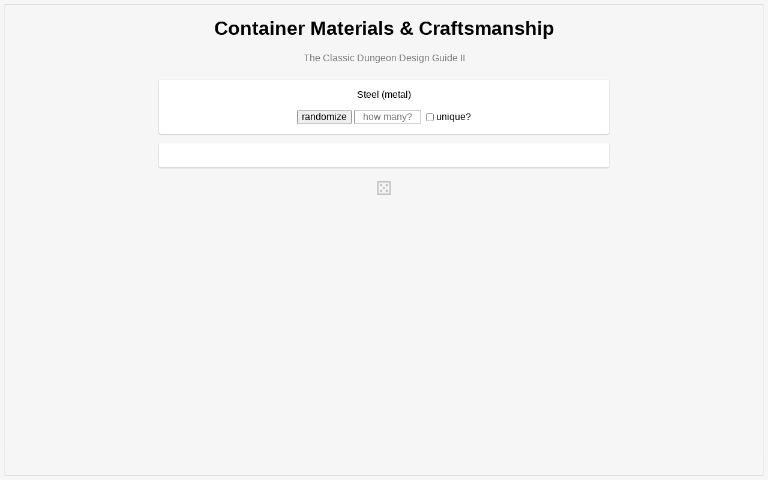 Container Materials & Craftsmanship ― Perchance Generator