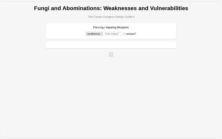 Fungi and Abominations: Weaknesses and Vulnerabilities ― Perchance Generator