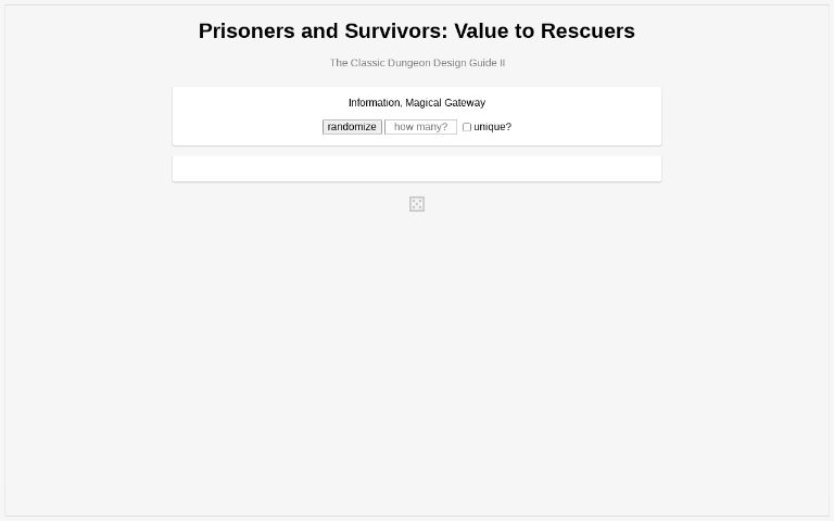 Prisoners and Survivors: Value to Rescuers ― Perchance Generator