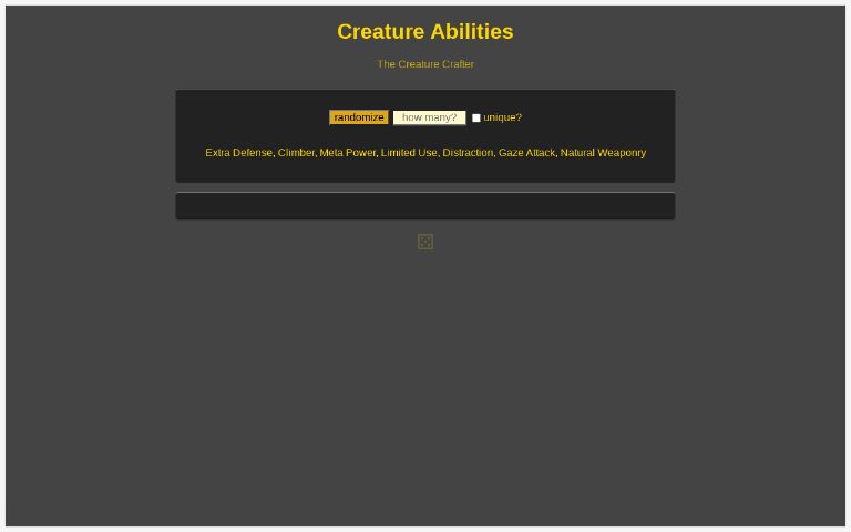 Creature Abilities ― Perchance Generator
