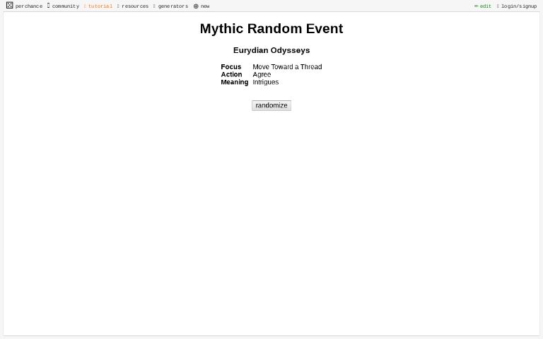 Mythic Random Event ― Perchance Generator