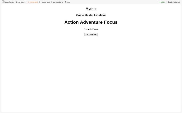 Action Adventure Focus ― Perchance Generator