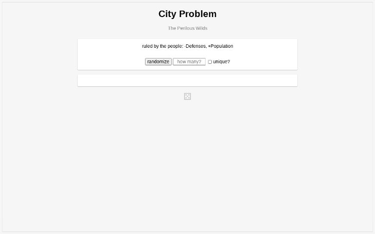 City Problem ― Perchance Generator