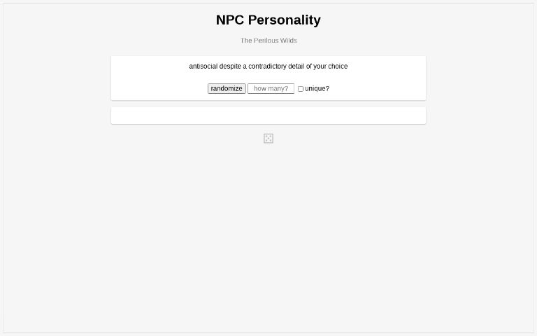NPC Personality ― Perchance Generator