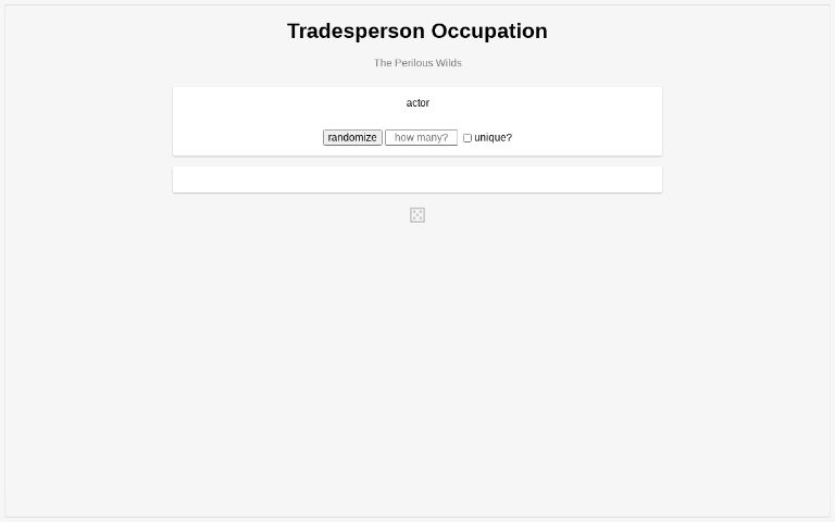 Tradesperson Occupation ― Perchance Generator