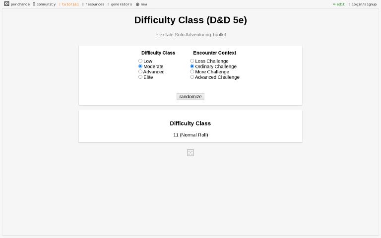 Difficulty Class (D&D 5e) ― Perchance Generator