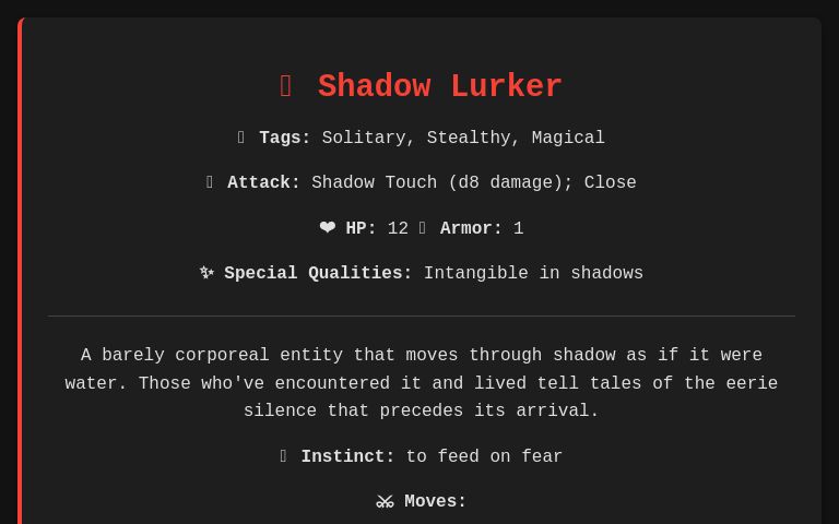 🔴 Shadow Lurker ― Perchance Generator