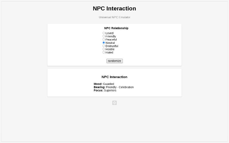 NPC Interaction ― Perchance Generator