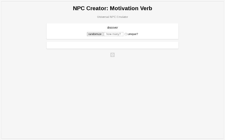 NPC Creator: Motivation Verb ― Perchance Generator
