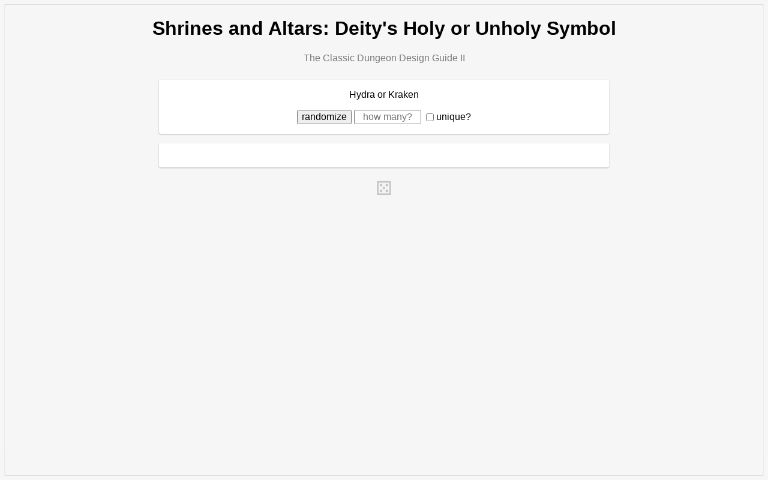 Shrines and Altars: Deity's Holy or Unholy Symbol ― Perchance Generator