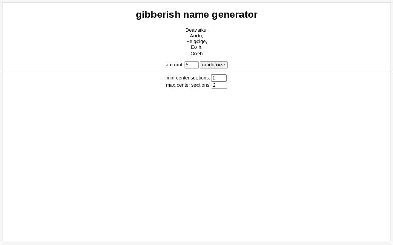 gibberish name generator