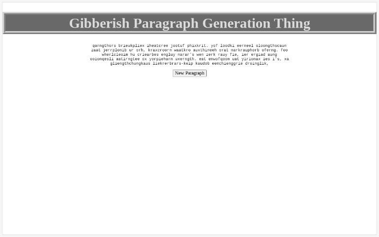 Gibberish Paragraph Generation Thing