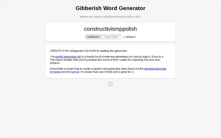 Gibberish Word Generator