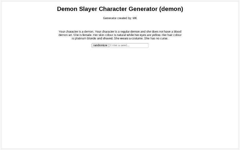 Demon Slayer Character Generator (demon)