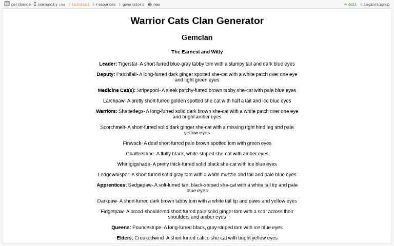 Warrior Cats Clan Generator