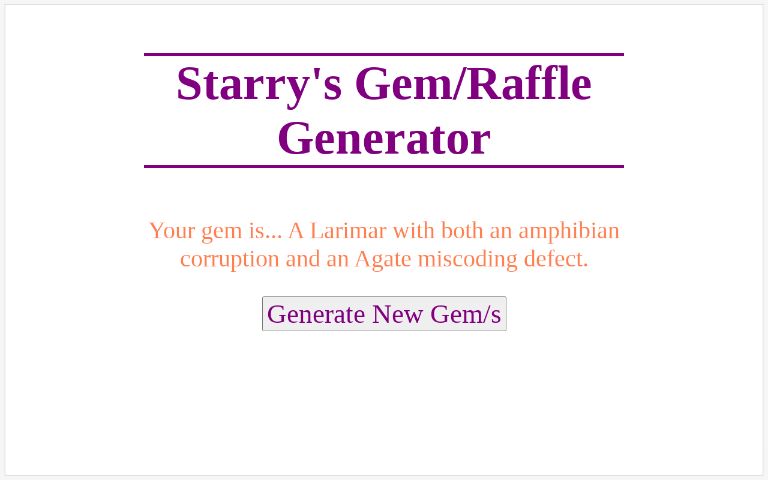 Starry's Gem/Raffle Generator