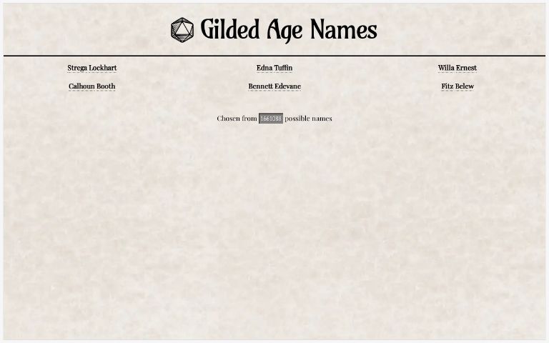 Gilded Age Names ― Perchance Generator