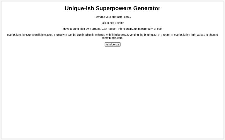 Unique-ish Superpowers Generator