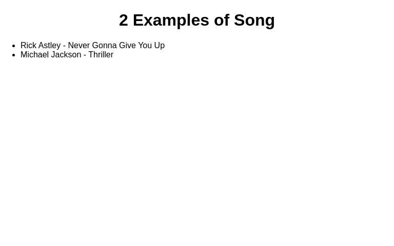 2 Examples of Song ― Perchance Generator