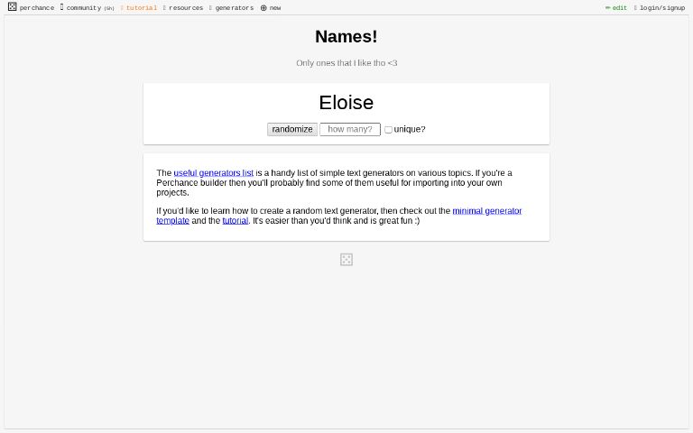 Names! ― Perchance Generator