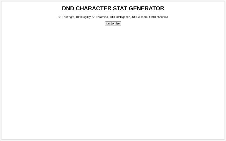 DND CHARACTER STAT GENERATOR