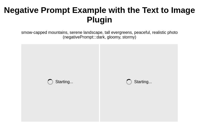 Negative Prompt Example with the Text to Image Plugin