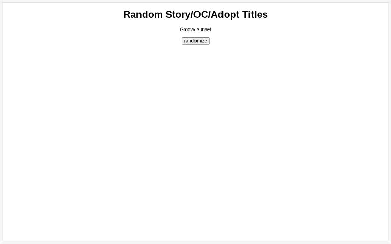 Random Story/OC/Adopt Titles ― Perchance Generator