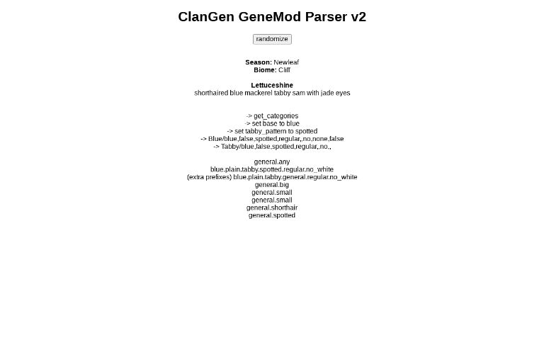 ClanGen GeneMod Parser v2 ― Perchance Generator