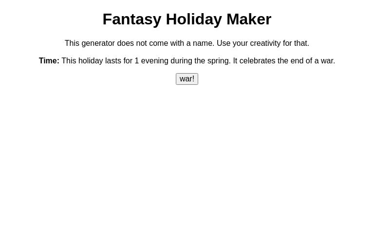 Fantasy Holiday Maker ― Perchance Generator