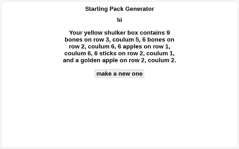 Starting Pack Generator