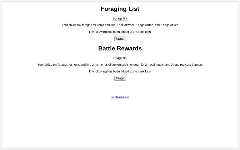 Foraging List ― Perchance Generator