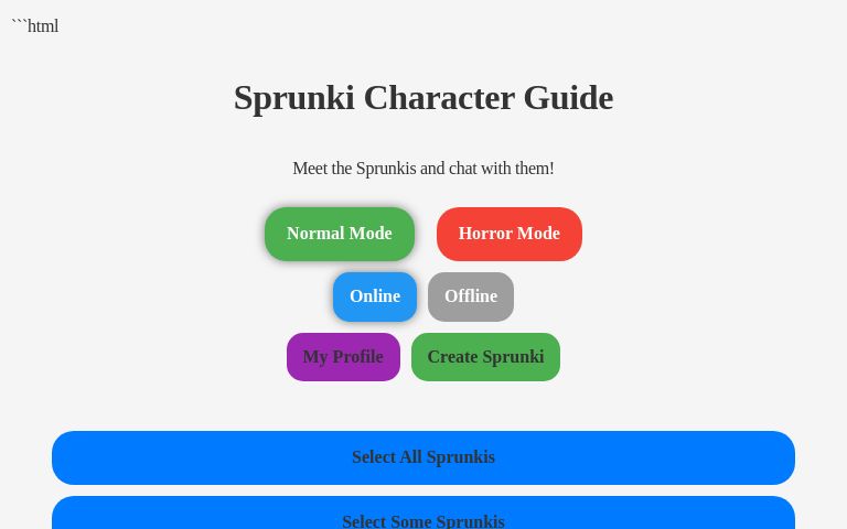 Sprunki Character Guide ― Perchance Generator