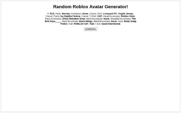 Random Roblox Avatar Generator!